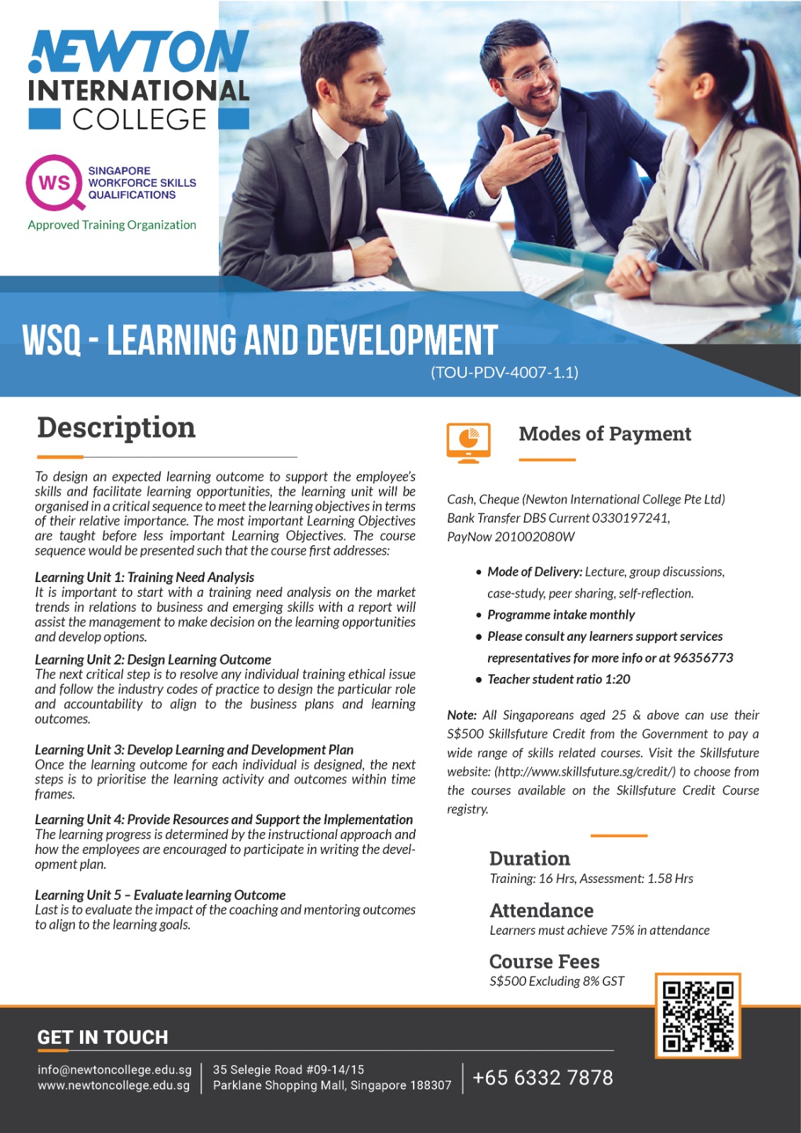 WSQ Courses – Newton International College