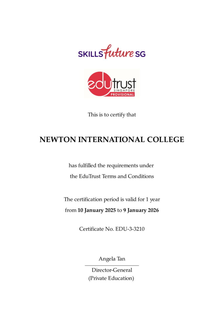Edutrust Certificate – Newton International College